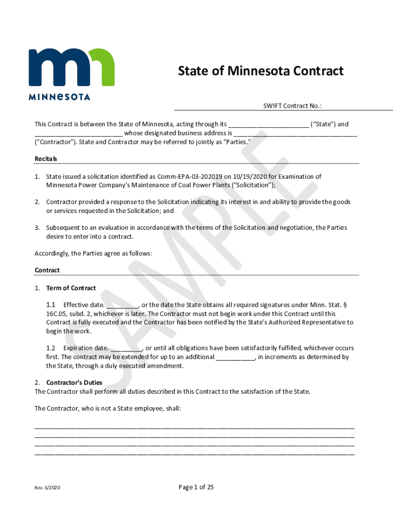 Fillable Online State of Minnesota Contract - MN.gov Fax Email Print ...
