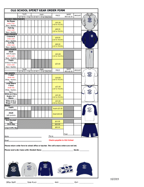Fillable Online OLG SCHOOL SPIRIT GEAR ORDER FORM Fax Email Print ...