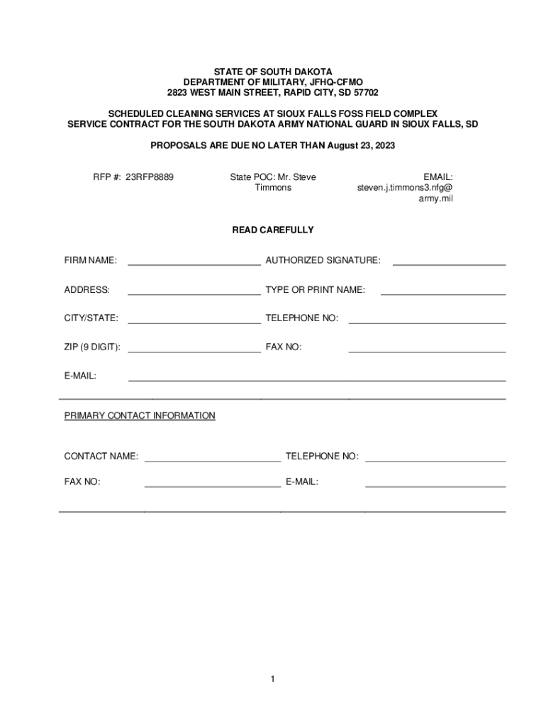 Fillable Online Scheduled Cleaning Services at Sioux Falls Foss Field ... Fax Email Print ...