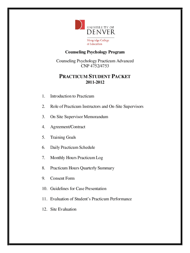 Fillable Online Practicum Agreement form for Counseling Psychology ... Fax Email Print - pdfFiller