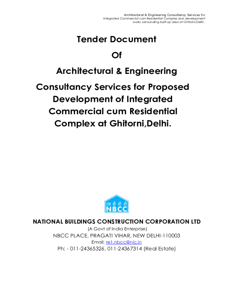 Fillable Online Tender Document Of Architectural & Engineering ...