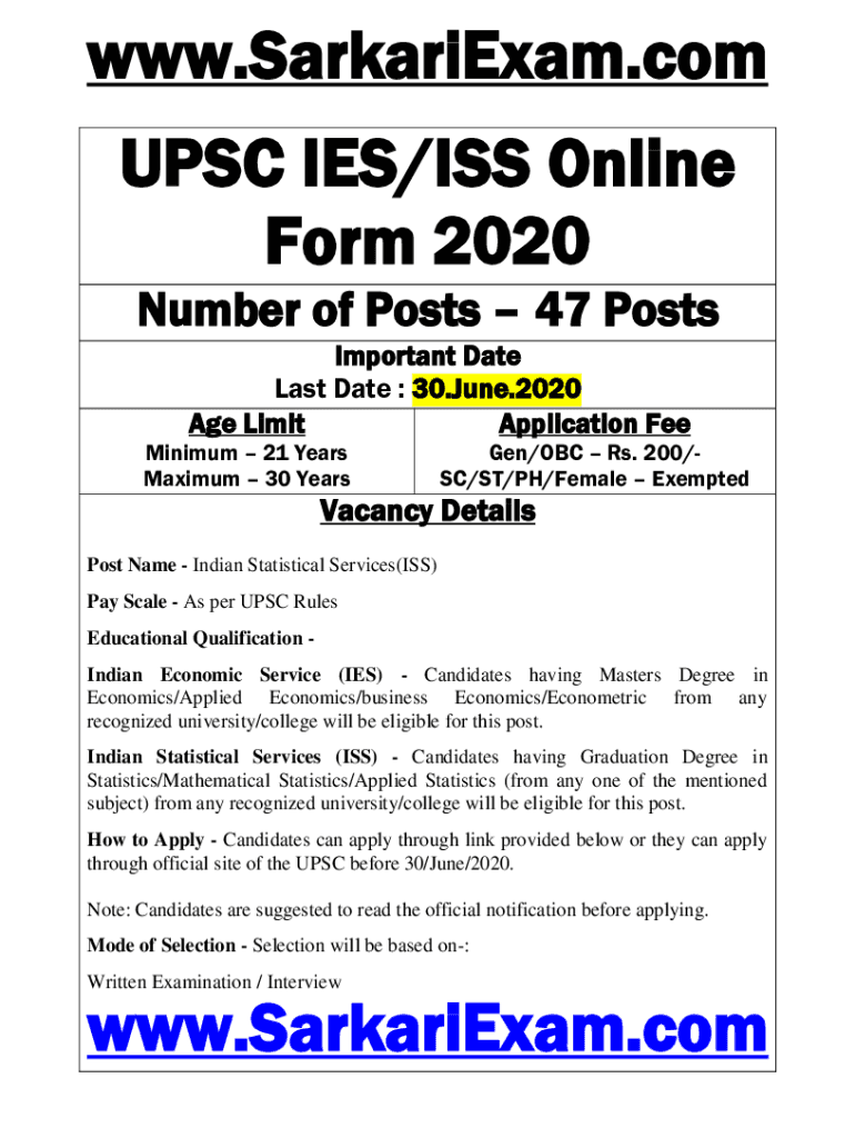 Fillable Online UPSC IES / ISS Application Form 2023 - Sarkari Exam Fax Email Print - pdfFiller