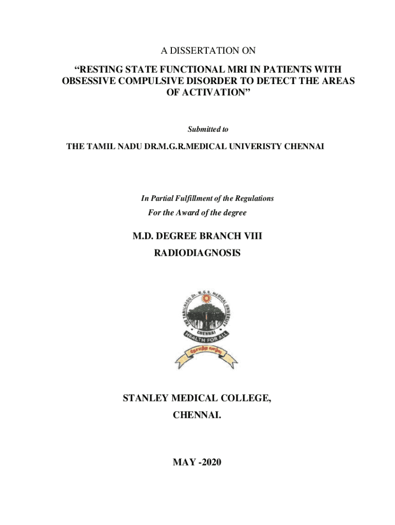 Fillable Online A Dissertation On Resting State Functional Mri In