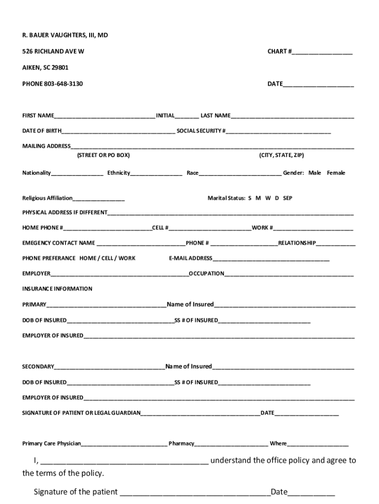 Fillable Online I, understand the office policy and agree to the terms ...