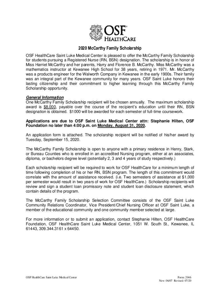 Fillable Online OSF HealthCare Saint Luke Medical Center is pleased to ...