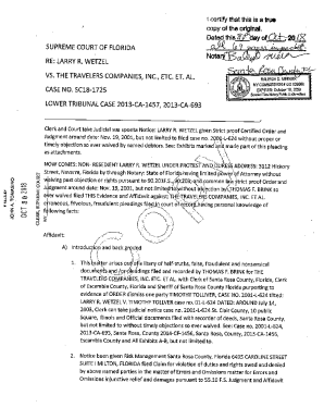 Fillable Online LARRY R. WETZEL VS. THE TRAVELERS COMPANIES, ... Fax ...