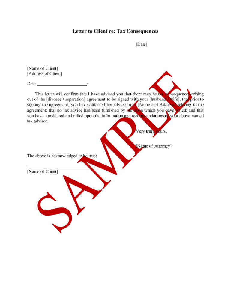 Fillable Online Letter to Client re: Tax Consequences Fax Email Print ...