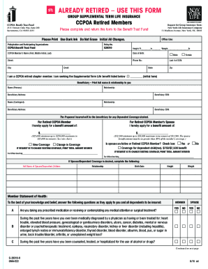Fillable Online Applications. Active & Retired Forms. CCPOA Benefit ...