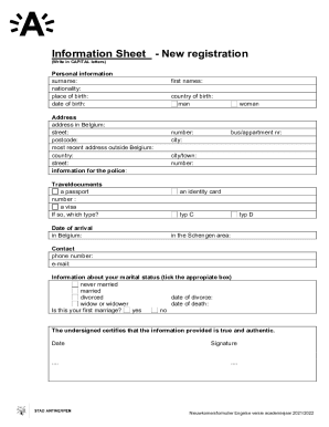Fillable Online Information Sheet - New registration Fax Email Print ...