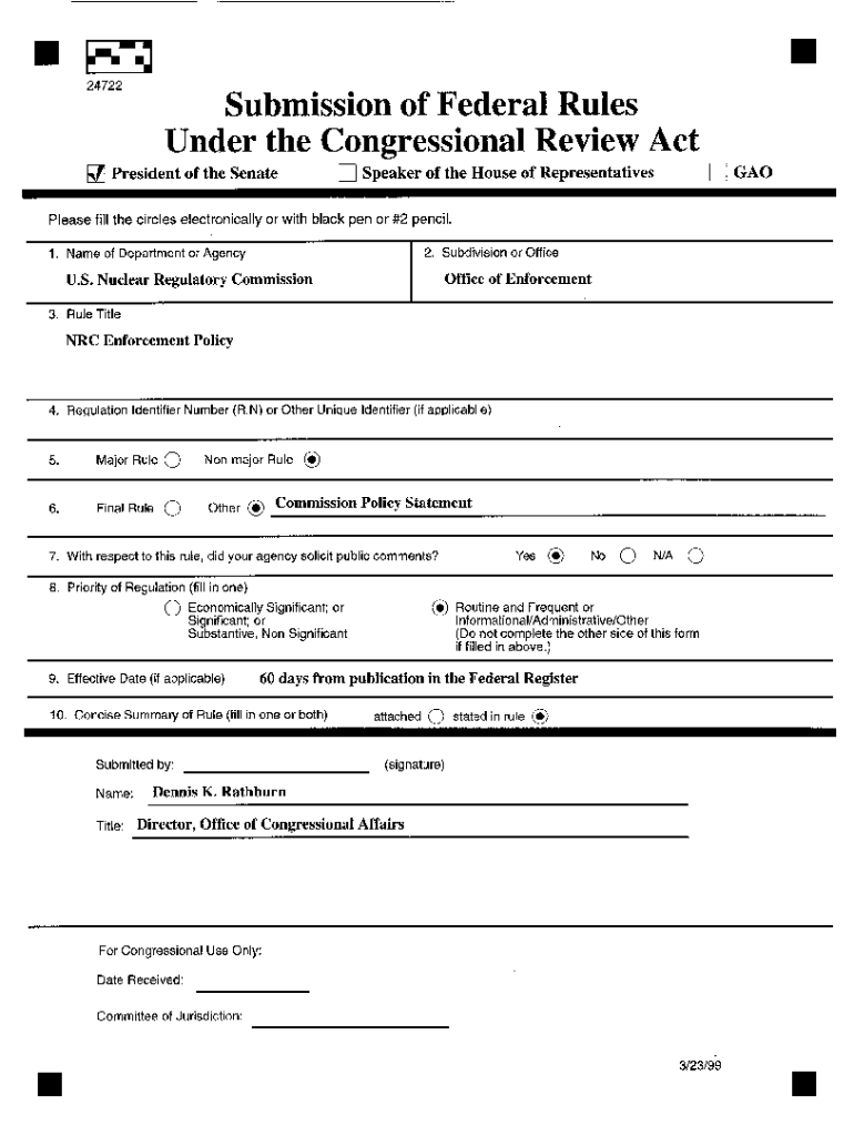 Fillable Online SBREFA forms for Revision to Enforcement Policy to ...