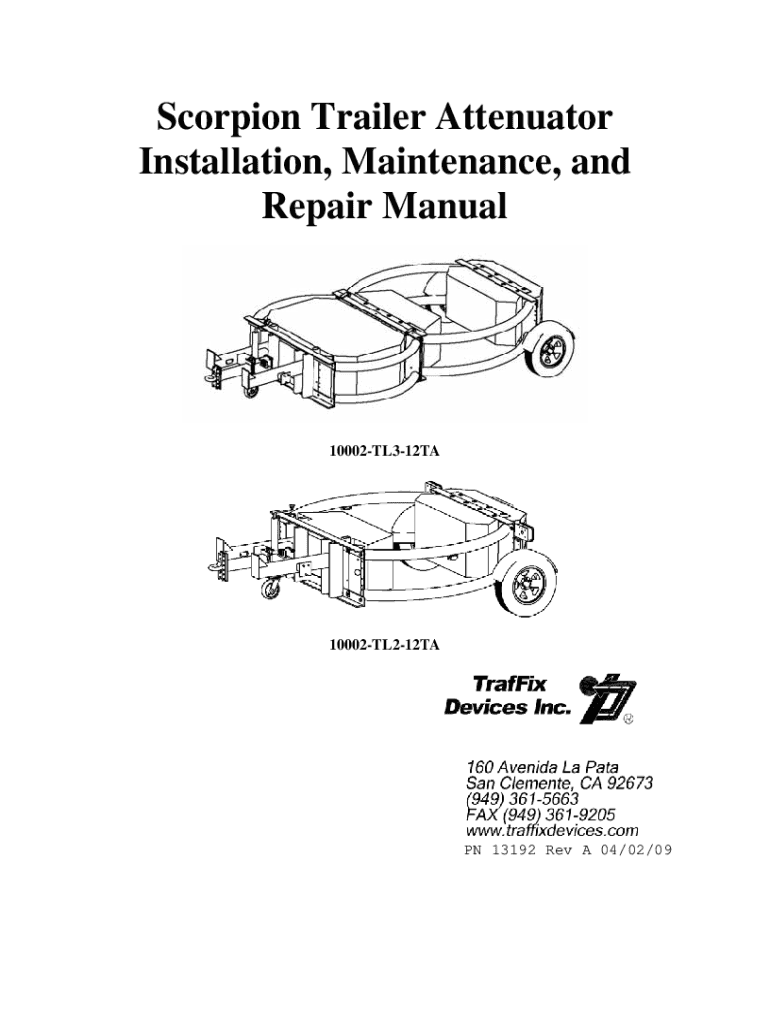 Fillable Online Scorpion Trailer Attenuator Installation, Maintenance, and Repair ... Fax Email ...