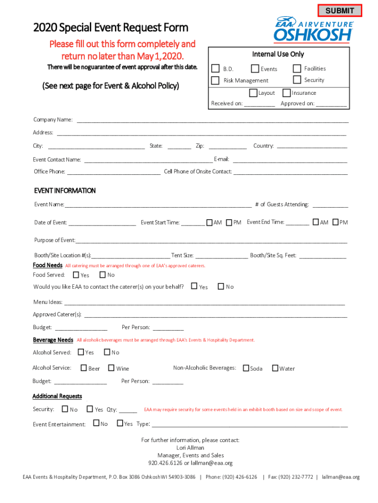 Fillable Online 2020 Special Event Request Form Fax Email Print - pdfFiller