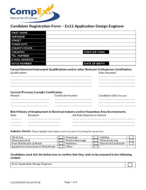 Fillable Online CCL3501ADE Candidate Registration Form - Application ...