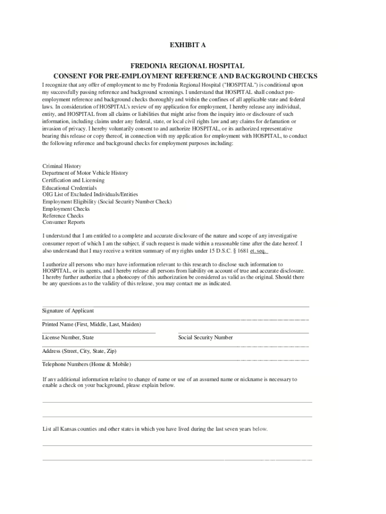 Fillable Online consent for pre-employment reference and background ...