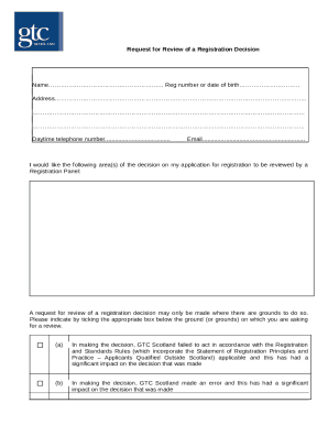 Request for Review of a Registration Decision Doc Template | pdfFiller