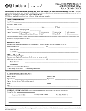 Fillable Online Health Reimbursement Arrangement (HRA) Plan Summary ...