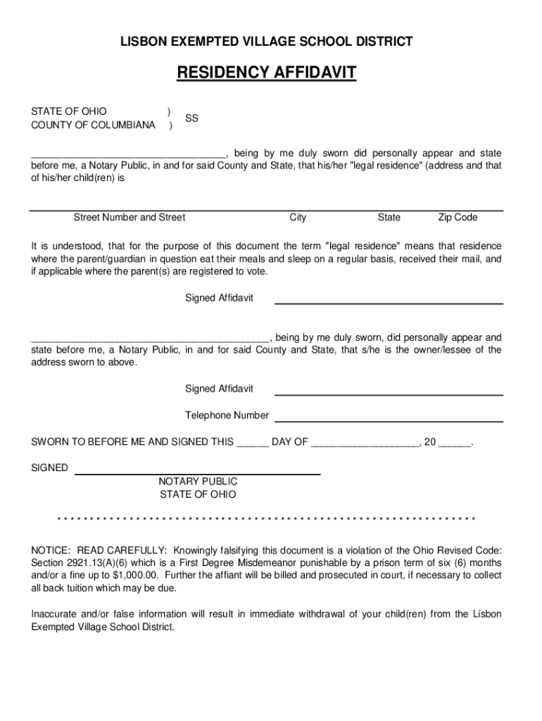 Fillable Online Ohio single status affidavit STATE OF OHIO ) ) SS Fax ...