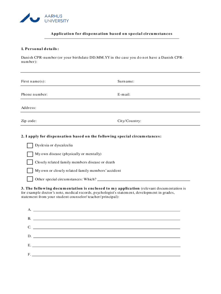 Fillable Online bachelor au Application for dispensation before a ...