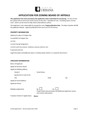 Fillable Online Application for Zoning Applications - Revised September 2023 Fax Email Print ...