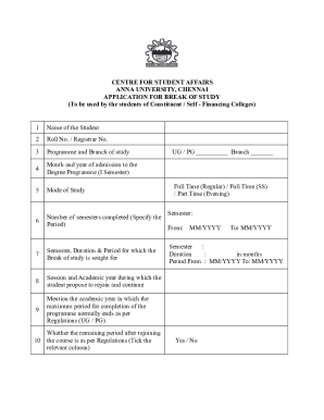 Fillable Online Student Affairs Anna University - Fill Online ...