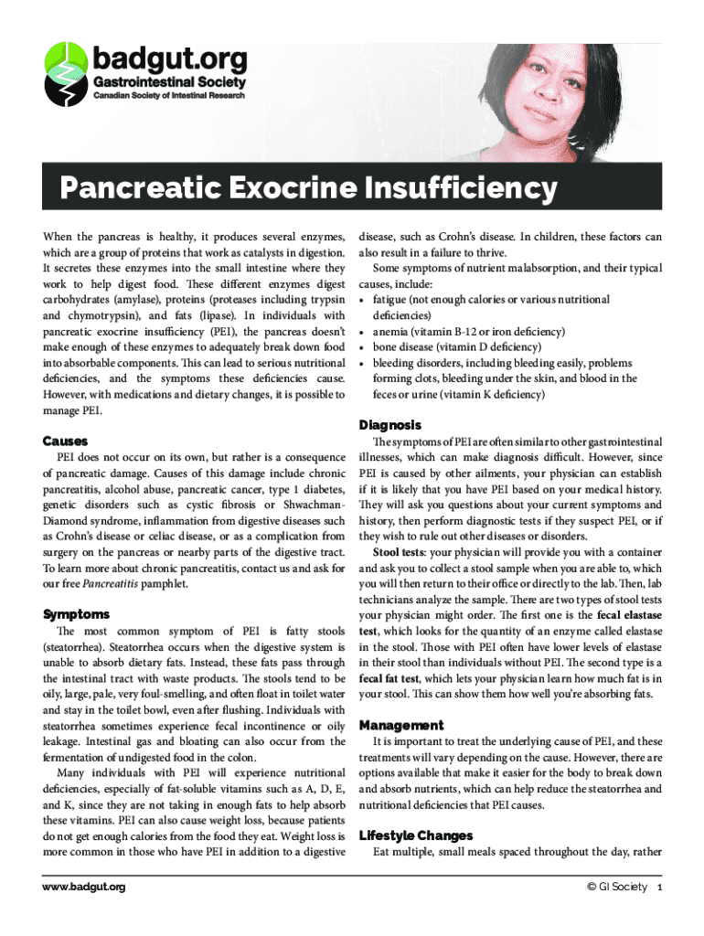 Fillable Online Causes of Exocrine Pancreatic Insufficiency Other Than ...