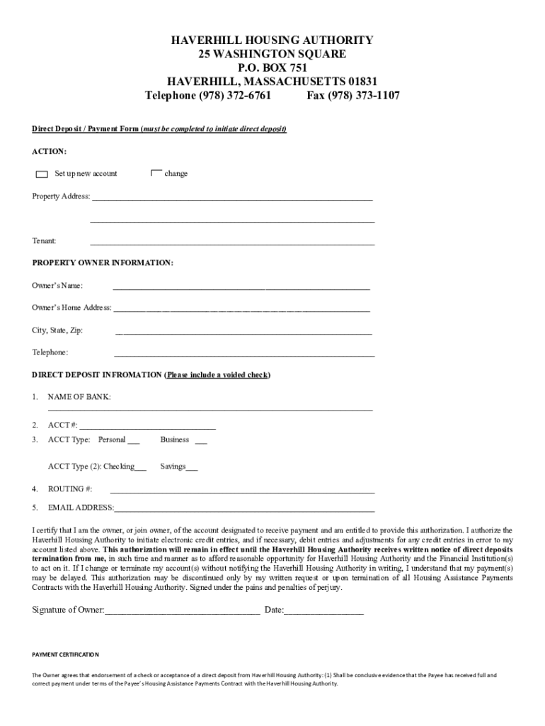 Fillable Online Direct Deposit / Payment Form Fax Email Print - pdfFiller