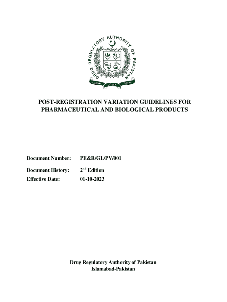Fillable Online POST-REGISTRATION VARIATION GUIDELINES FOR ...