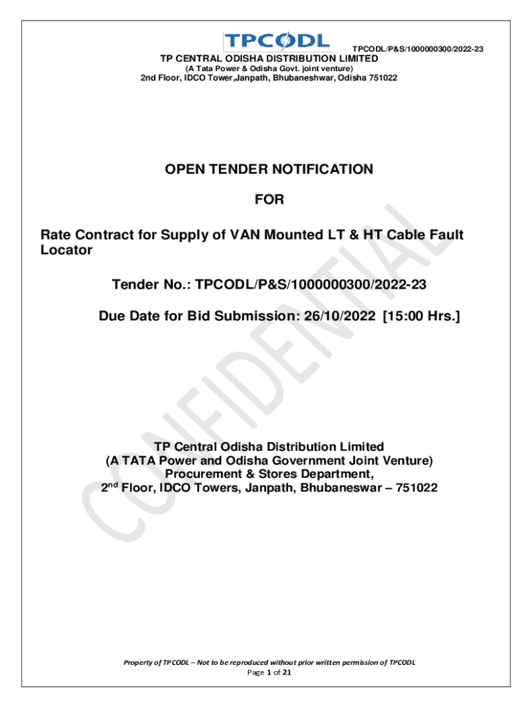 Fillable Online TP Central Odisha Distribution Limited (TPCODL) Fax ...