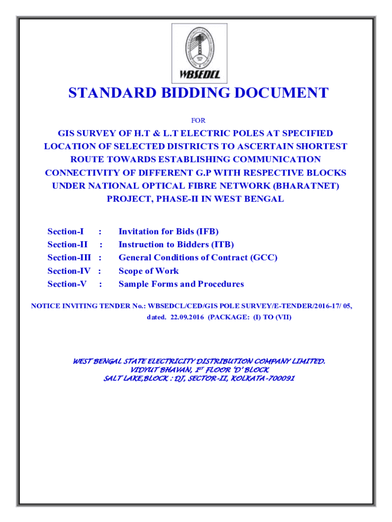Fillable Online STANDARD BIDDING DOCUMENTS - apgdc.in Fax Email Print - pdfFiller