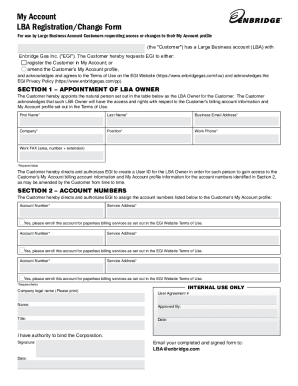 Fillable Online Enbridge Gas My Account Large Business Account ...