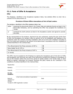 Fillable Online C1.1: Form of Offer & Acceptance - Transnet Fax Email Print - pdfFiller