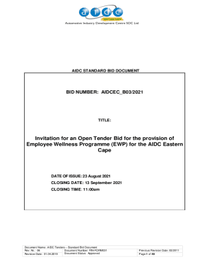 Fillable Online Invitation for Open Tender Bid for a Service Provider for the ... Fax Email ...