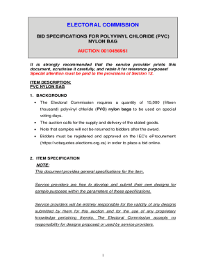 Fillable Online bid specifications for polyvinyl chloride (pvc) nylon ...