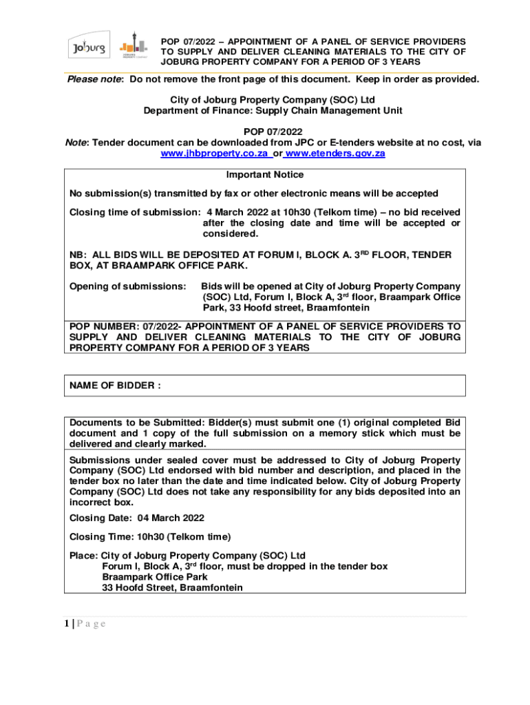 Fillable Online TendersAppointment of a service provider from jpc... Fax Email Print - pdfFiller