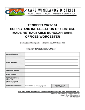 Fillable Online Tenders for security companies Fax Email Print - pdfFiller