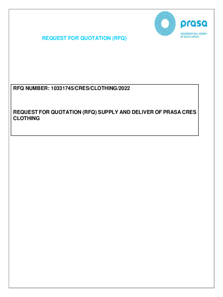 Fillable Online 10331745/cres/clothing/2022 request for quotation (rfq ...