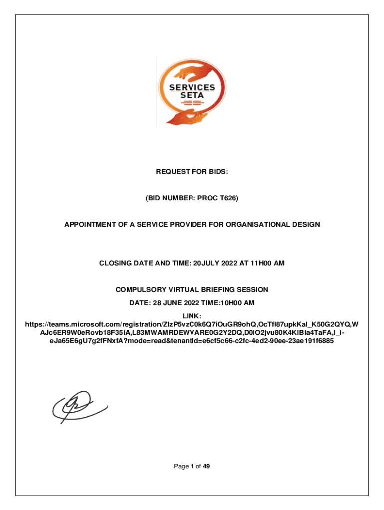 Fillable Online Bid document for the Organizational Design tender ...