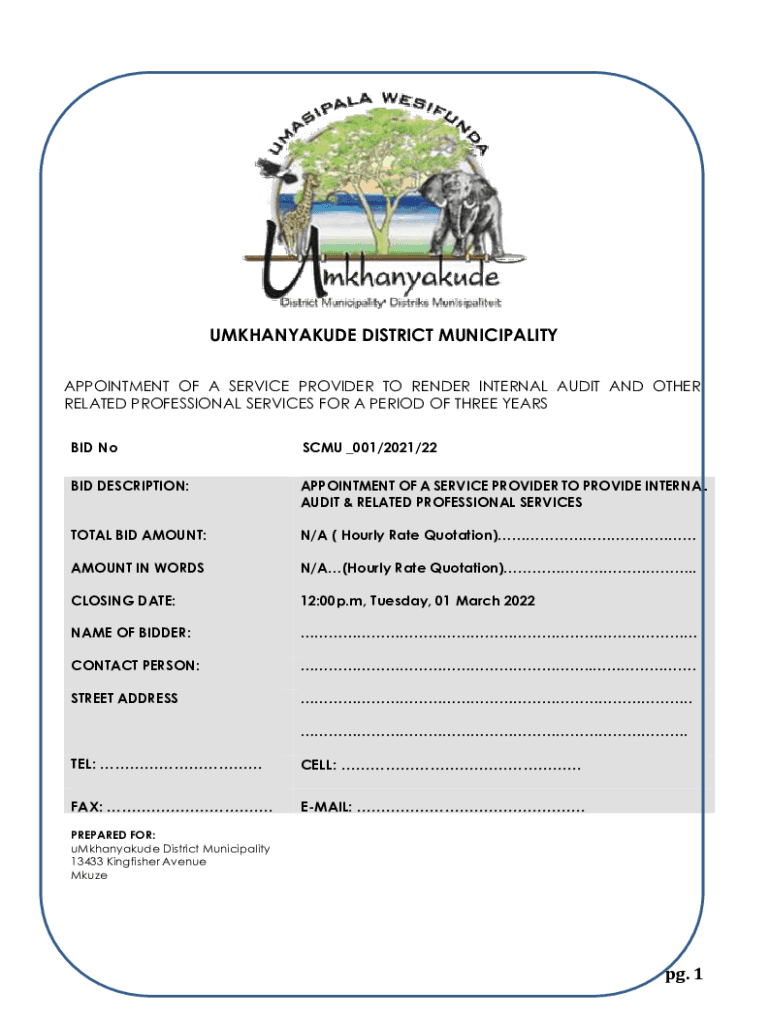 Fillable Online UMKHANYAKUDE DISTRICT MUNICIPALITY Fax Email Print - pdfFiller