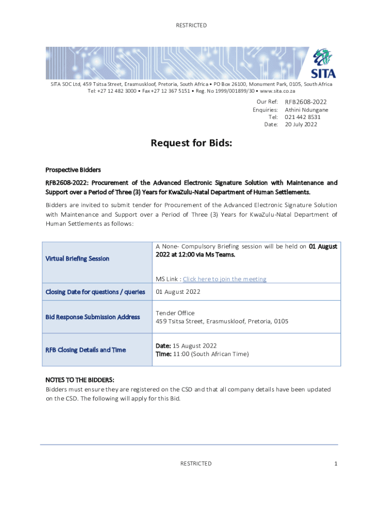 Fillable Online State Information Technology Agency (SITA) - GovPage ...