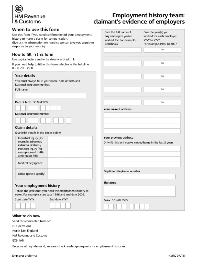 Employment history hmrc online: Fill out & sign online | DocHub