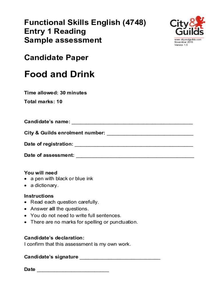 Fillable Online Functional Skills English (4748) Fax Email Print ...
