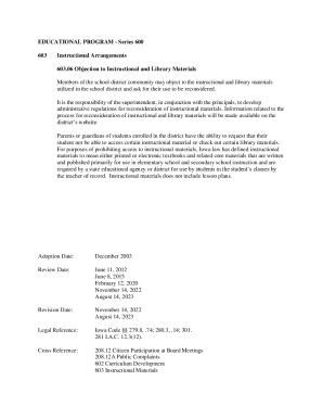 Fillable Online Selection of Instructional Materials I. Objectives of ...