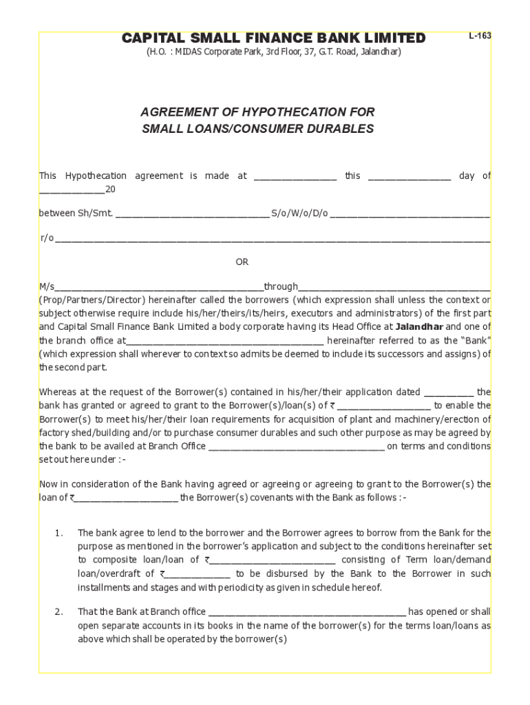 Fillable Online CAPITAL SMALL FINANCE BANK LIMITED Fax Email Print ...