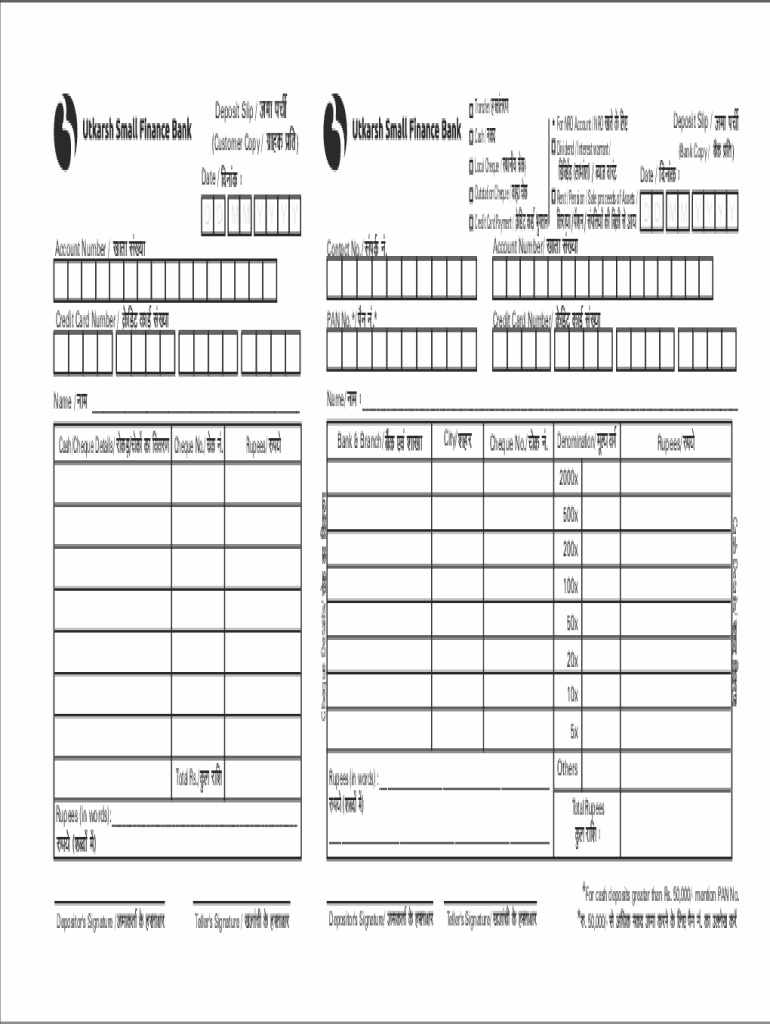 Fillable Online Cash Cheque Deposit Slip Form.cdr Fax Email Print ...