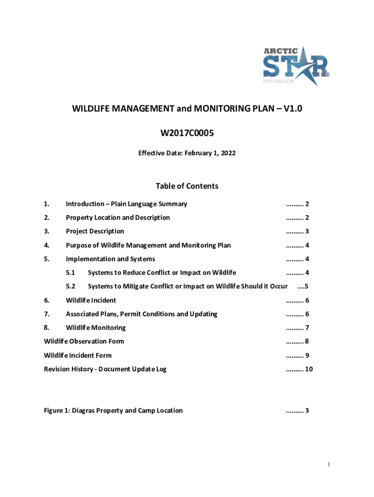 Fillable Online site specific wildlife conservation / management plan ...