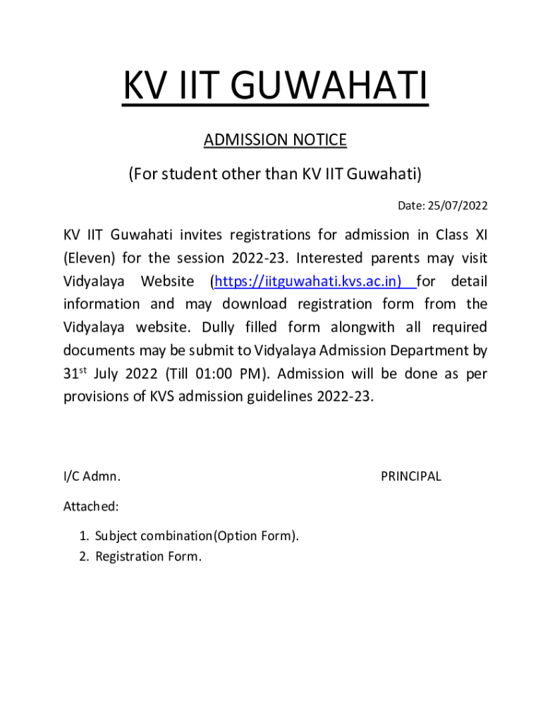 Fillable Online registration form for non kv /other kv students for ...