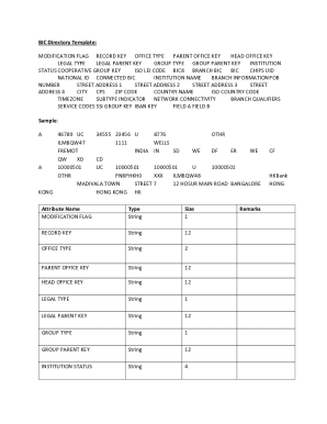 Fillable Online BIC Directory Template Fax Email Print - pdfFiller