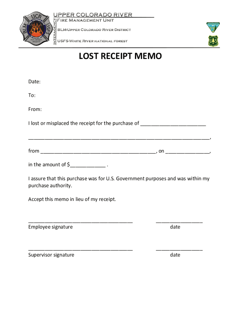 Fillable Online gacc nifc Financial Services Missing Receipt ...