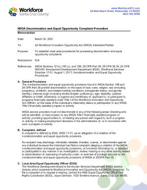 Fillable Online WIOA Discrimination and Equal Opportunity Complaint ...