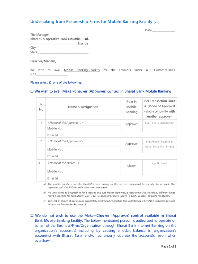 Fillable Online NEXA-Undertaking from Partnership Firms for Mobile ...